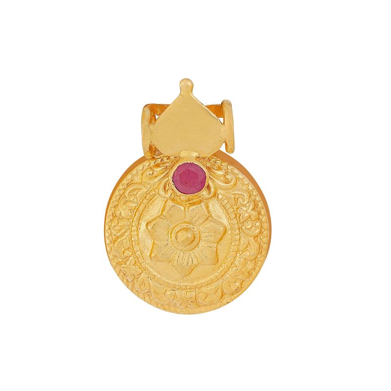 22K Gold Bottu Ruby Thali Pendant | Raj Jewels