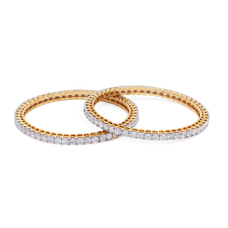 Yellow Gold Solitaire Diamond Bangles | Raj Jewels