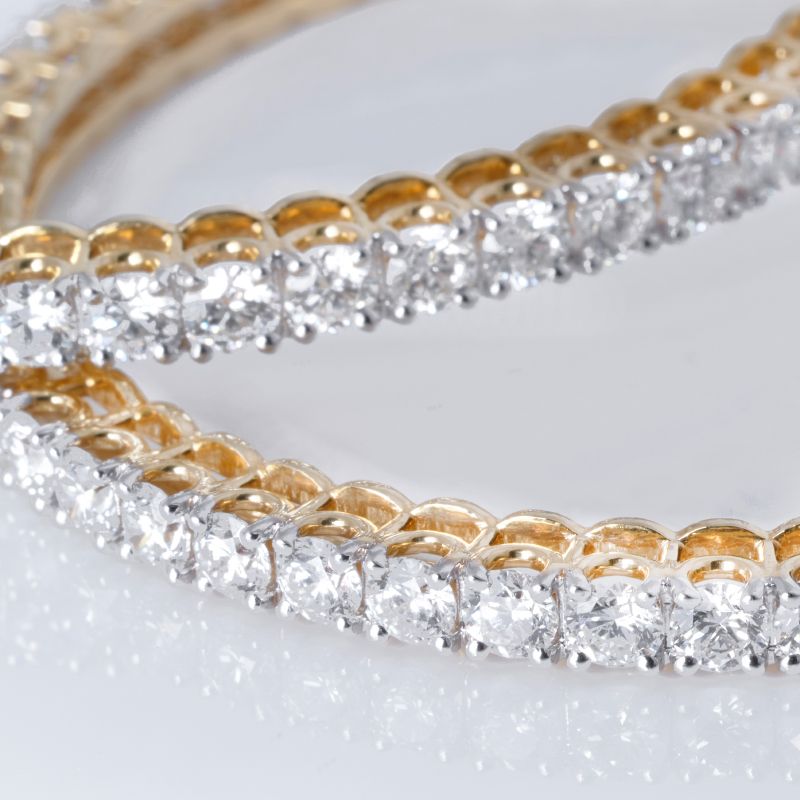 Yellow Gold Solitaire Diamond Bangles | Raj Jewels