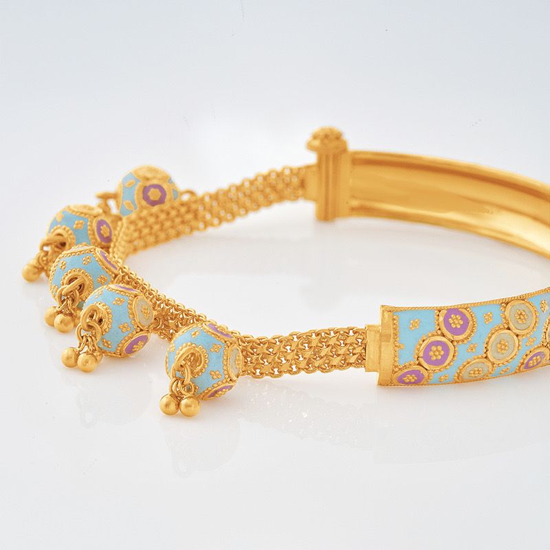 22k Gold Pastel Enamel Dangling Bangles | Raj Jewels