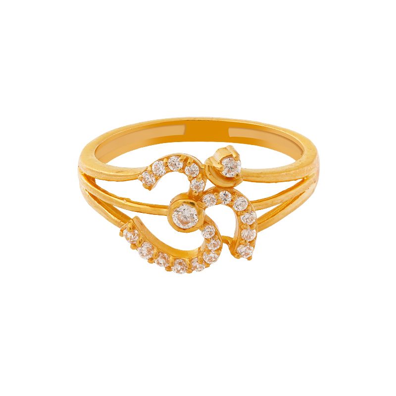 22k Gold Sparkling Cz Om Ring | Raj jewels